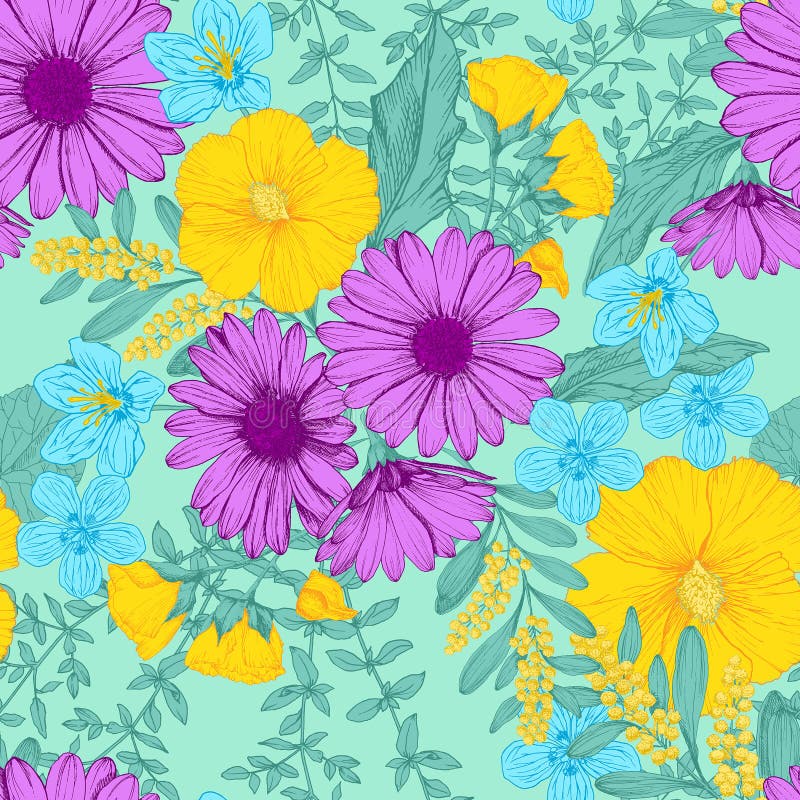 Colorful flower pattern stock vector. Illustration of design - 249908231