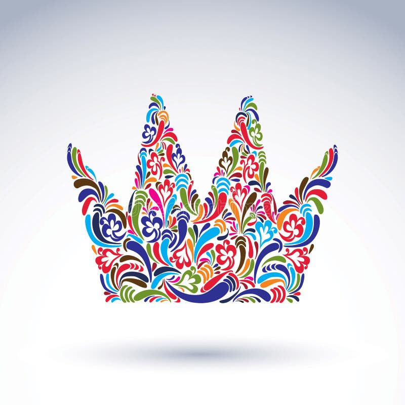 Colorful Flower-patterned Crown, Coronation Design Elemen Stock ...