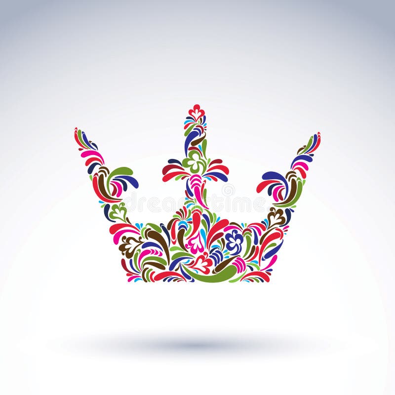 Colorful Flower-patterned Crown, Coronation Design Element. Classic ...
