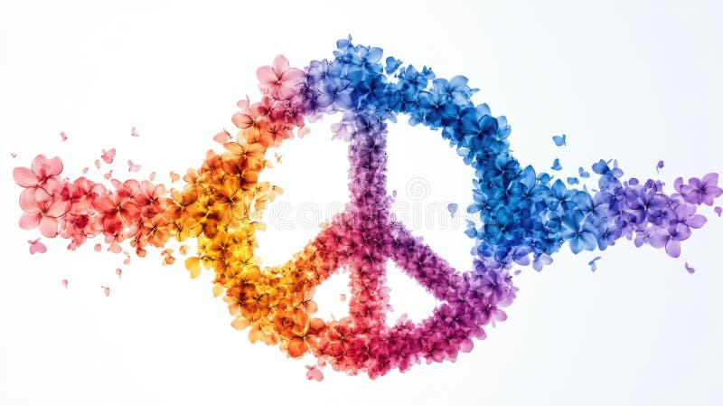 Colorful Flower Peace Symbol with Gradient Design and Vibrant Floral ...