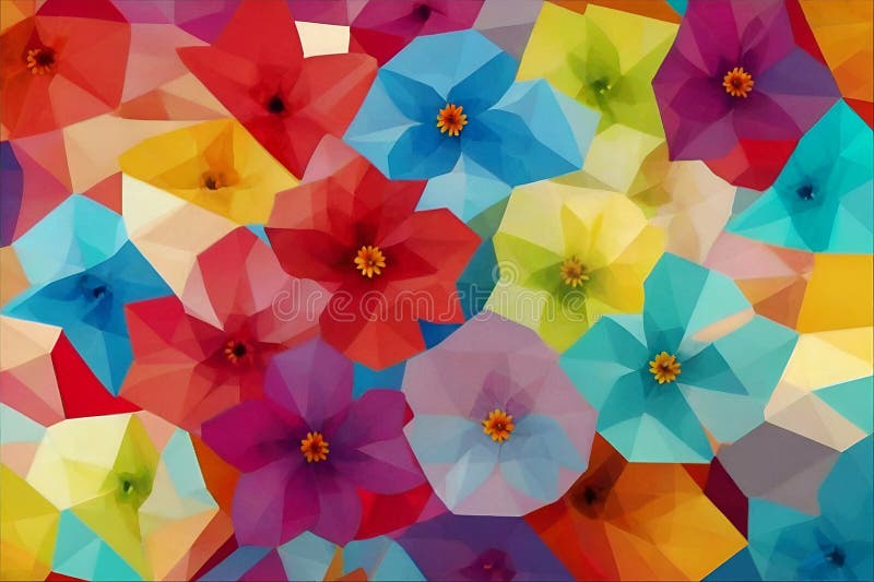 Colorful Flower Polygonal Mosaic. Triangular Low Poly Style Stock ...