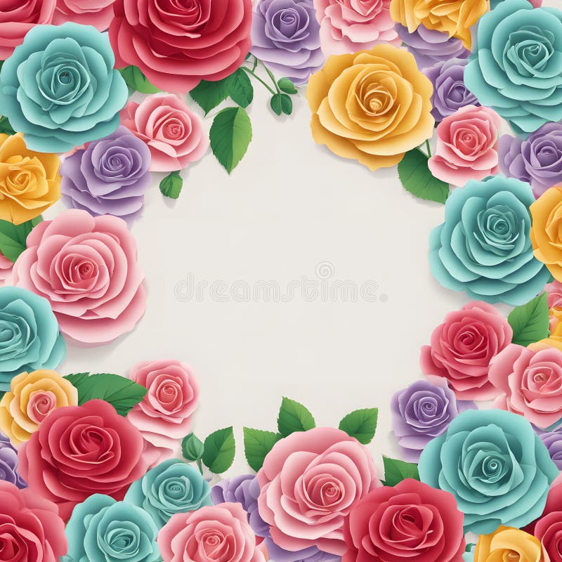Colorful Flower Rose Frame Background. Generative AI. Stock ...