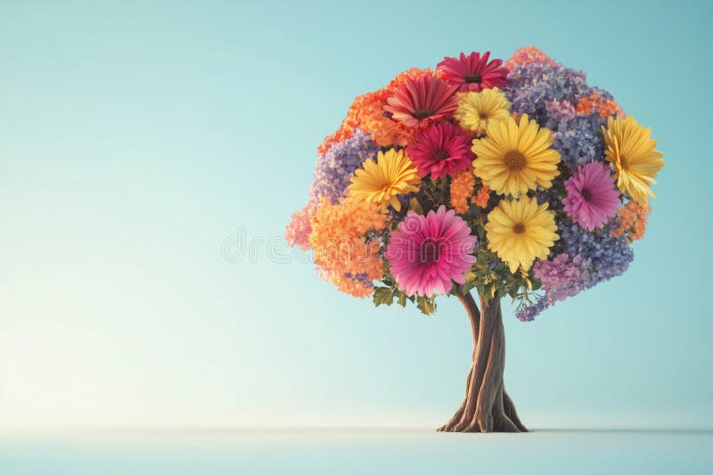 Colorful Flower Tree with Vibrant Blooms and Lush Foliage Stock Photo ...
