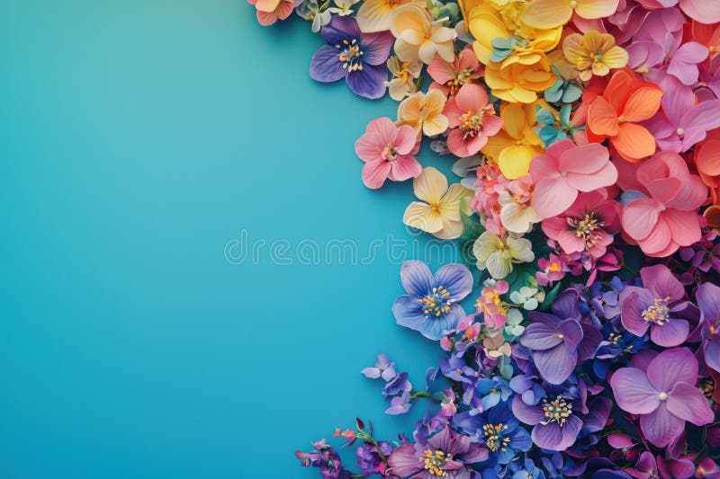 Colorful Flowers Arranged in Rainbow Gradient Create Joyful Bloom ...