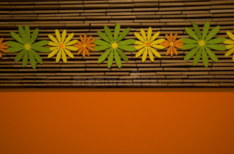 Colorful Flowers and Bamboo with Orange Stock Image - Image of covering ...