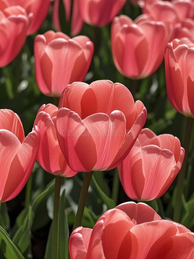 Colorful Flowers Bloom Quietly, with Green Trees and Grass As the ...