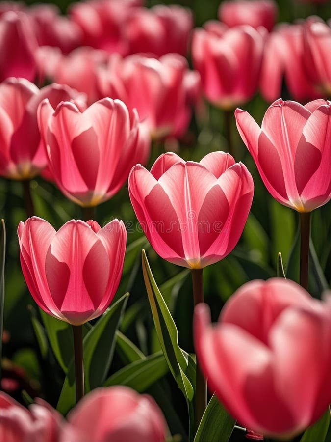 Colorful Flowers Bloom Quietly, with Green Trees and Grass As the ...