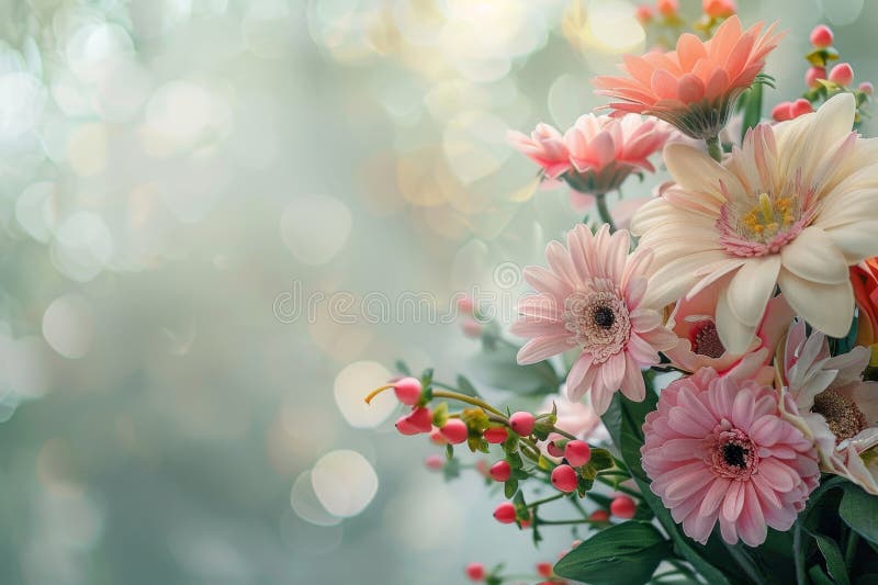 Colorful Flowers Bouquet on Soft Background with Ample Space for Custom ...