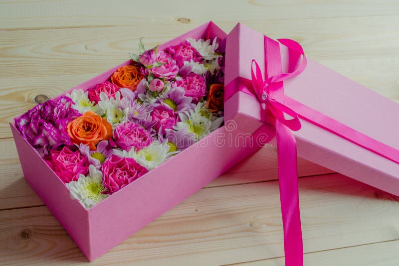 Colorful flowers in box stock image. Image of vase, flowers - 50329473
