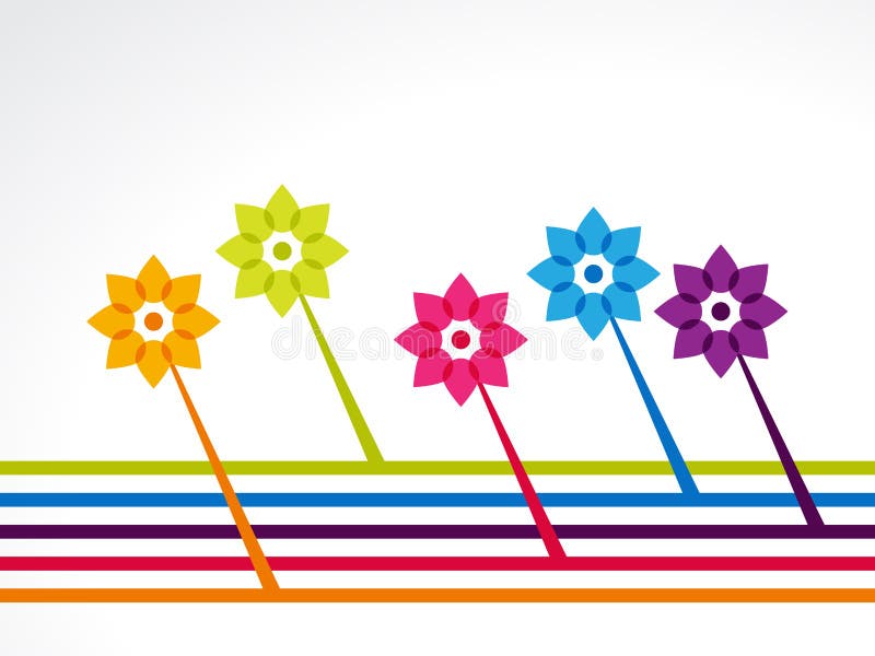 Colorful Flowers with Lines Stock Vector - Illustration of holiday ...