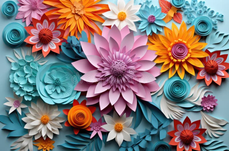 Colorful Flowers Paper Background Pattern Lovely Style Stock Image ...
