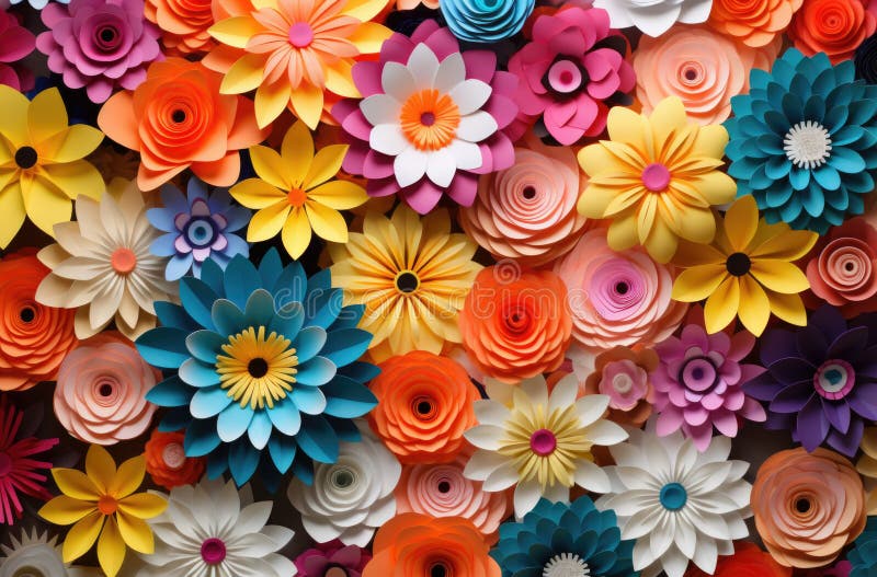 Colorful Flowers Paper Background Pattern Lovely Style Stock Image ...