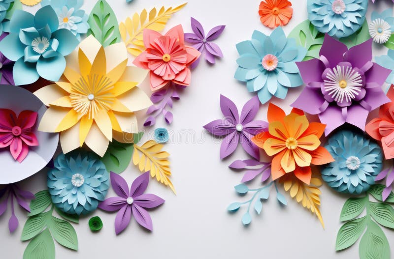 Colorful Flowers Paper Background Pattern Lovely Style Stock Photo ...