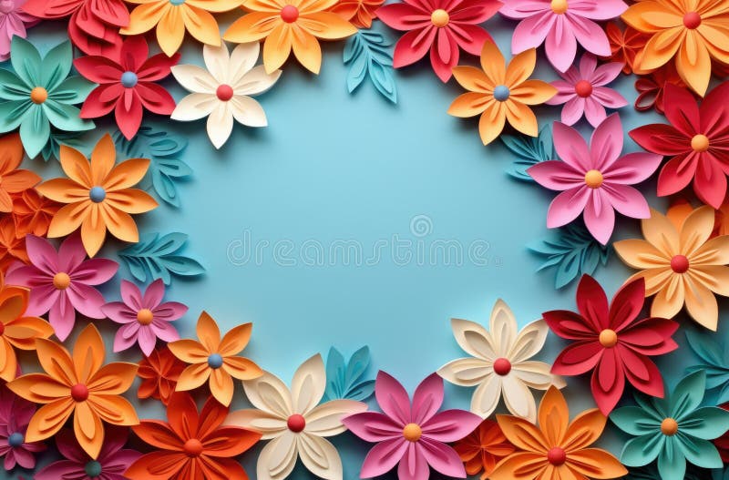 Colorful Flowers Paper Background Pattern Lovely Style Stock Photo ...