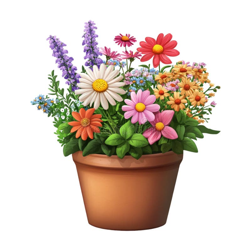 Colorful Flowers in a Pot on Transparent Background - Ai Generated ...