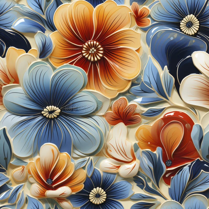 Colorful Flowers Seamless Pattern, Created with Generative AI Stock ...