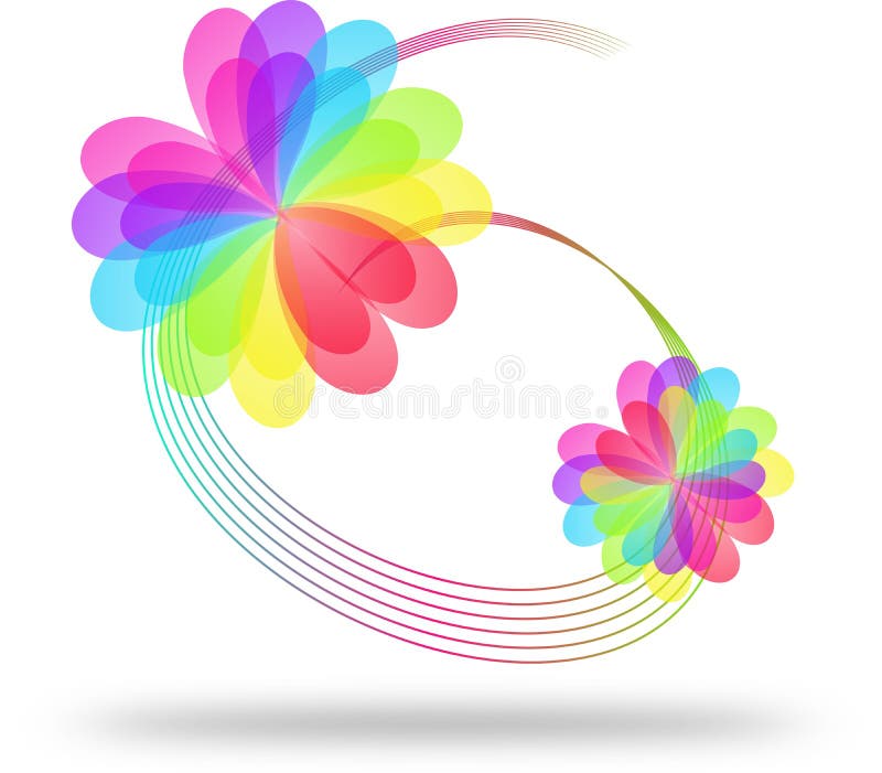 Colorful flowers on spiral stock illustration. Illustration of bright ...