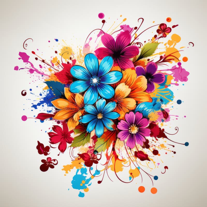 Colorful Flowers on a White Background Stock Illustration ...