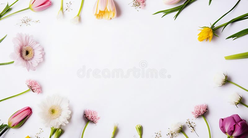 Colorful Flowers on a White Background. Created with Generative AI ...