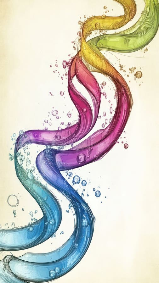 A Colorful, Flowing Abstract Design with Bubbles, Evoking a Sense of ...