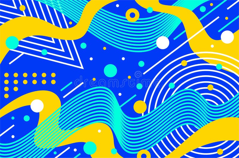 Colorful Flowing Blend Line Abstract Background. Fun Memphis Shape ...