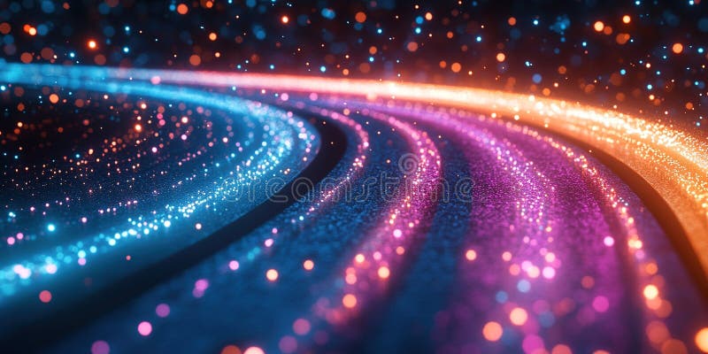 Colorful Flowing Lights Create a Vibrant Abstract Design with Sparkles ...