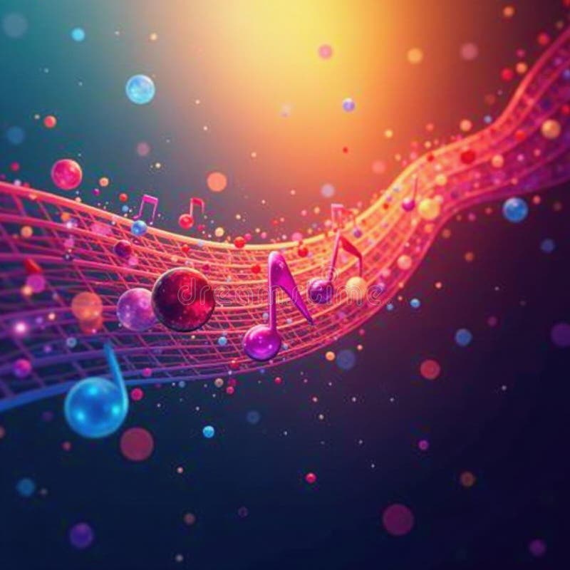 Colorful Flowing Musical Notes, Vibrant Melody Visualized , Fantasy ...