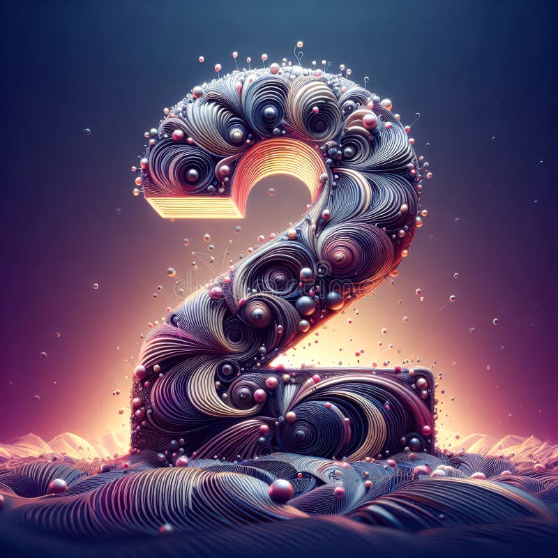 Colorful Flowing Number Two Design with Intricate Patterns and Textures ...