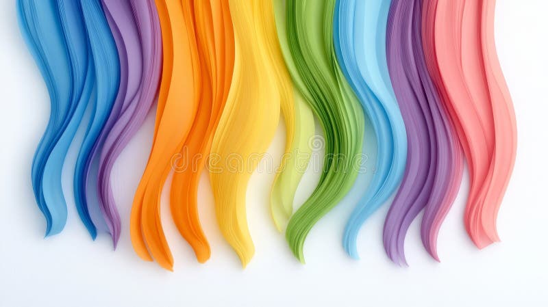 Colorful Flowing Paper Strips in Wavy Pattern. Stock Photo - Image of ...