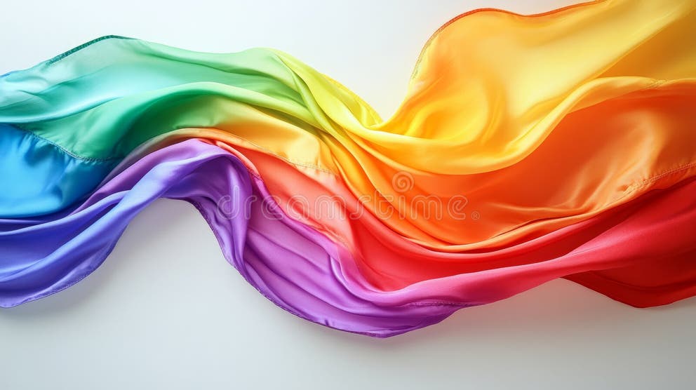 Colorful Flowing Rainbow Fabric on a White Background Stock Image ...