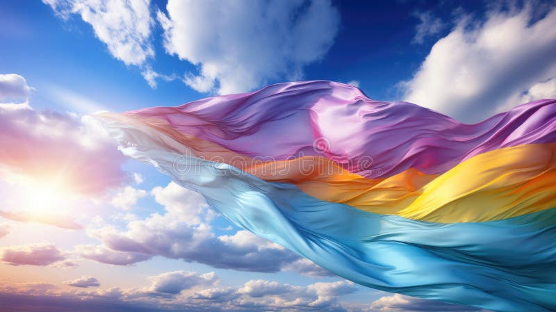 A Colorful, Flowy Piece of Fabric with a Rainbow Pattern. Stock ...