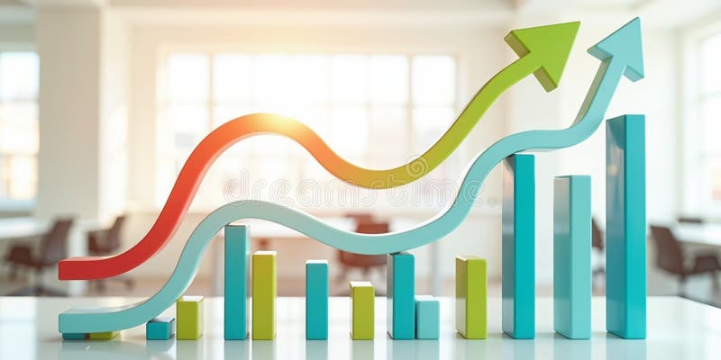 Colorful Fluctuating Bar Chart with Clean Office Background. Generative ...