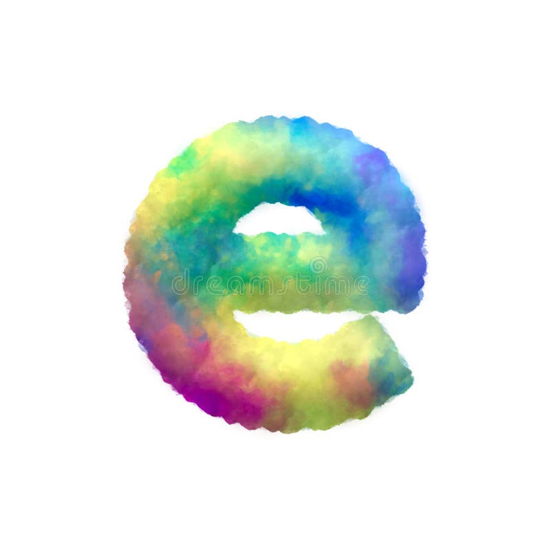 Colorful Fluffy Clouds Alphabet E Lowercase Letter, Isolated on ...