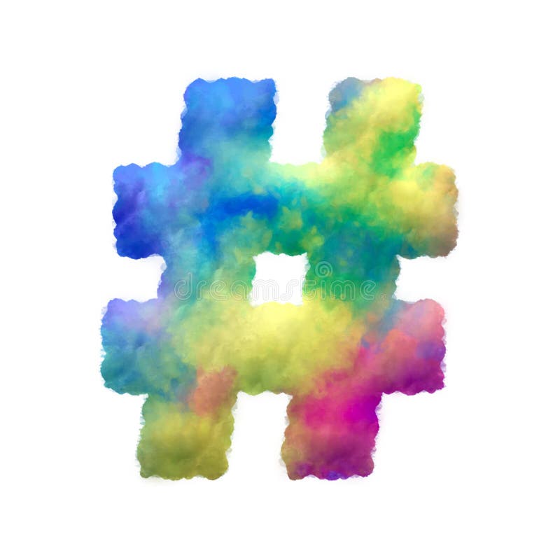 Colorful Fluffy Clouds Hashtag Symbol, Isolated on Transparent ...