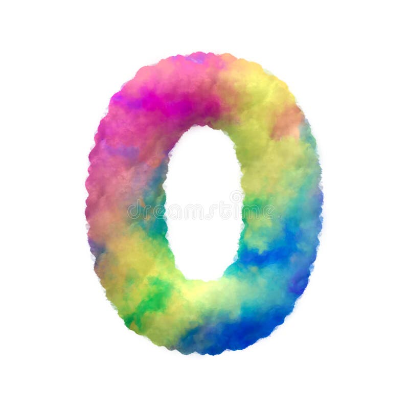 Colorful Fluffy Clouds Number 0 Zero, Isolated on Transparent ...