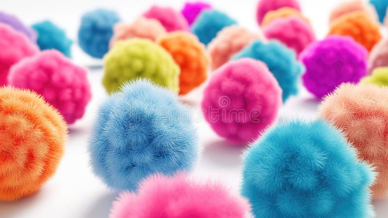 Colorful fluffy spheres stock photo. Image of fuzz, baby - 307658756