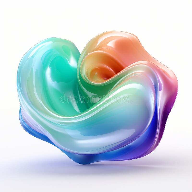 Colorful Fluid 3D Shapes. Abstract Liquid Gradient Elements on White ...