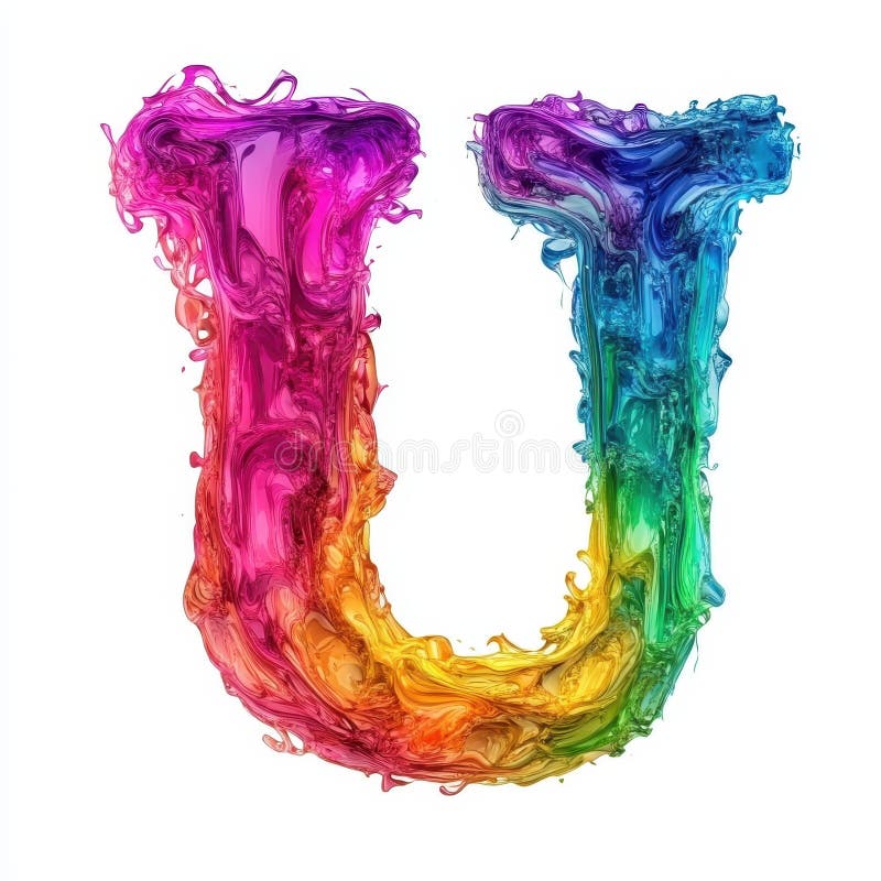 Colorful, Fluid Letter "U" in Rainbow Hues, Symbolizing Creativity and ...