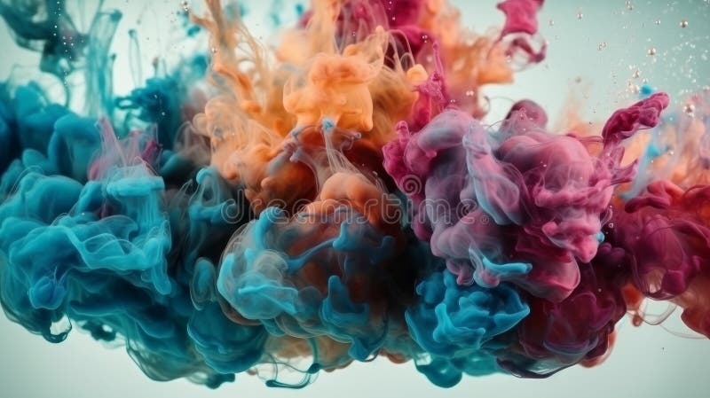 Colorful Fluid Smoke Explosion on Dark Background. Generative Ai Stock ...
