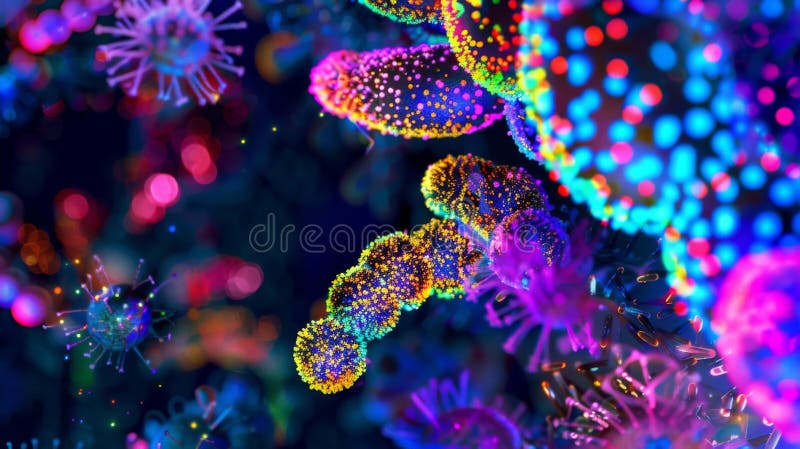 A Colorful Fluorescent Microscopy Image of RNA Molecules Illustrating ...