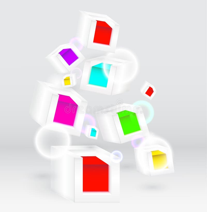 Colorful Fly Bright Cubes. Vector Stock Vector - Illustration of ...