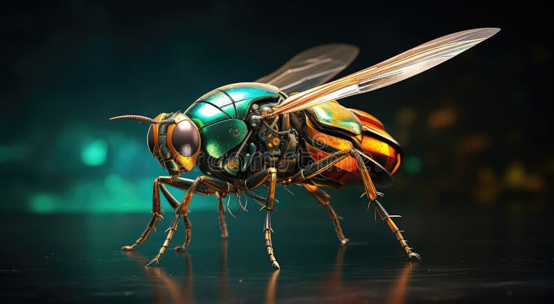 Colorful Fly in Flight: a Hyper-Realistic Sci-Fi Depiction in Light ...