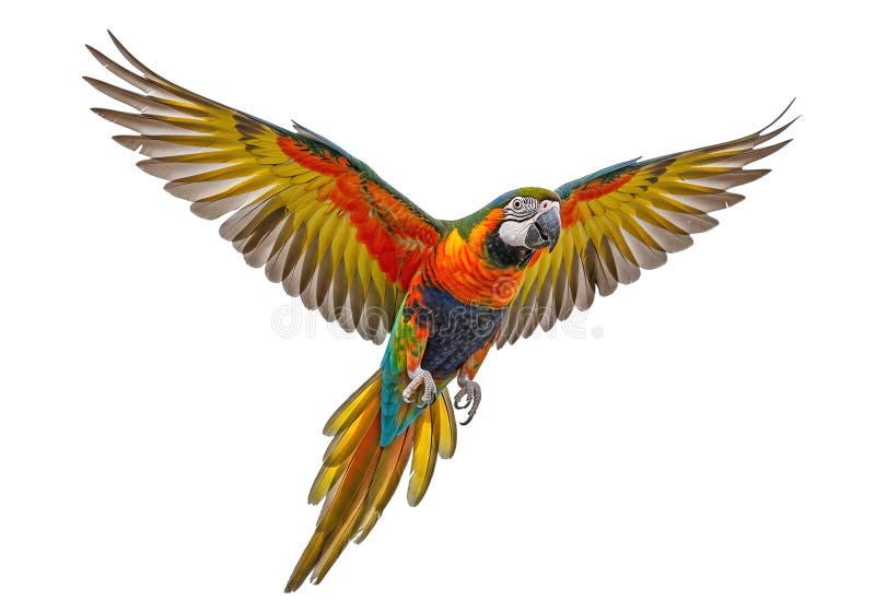 Colorful Flying Parrot Isolated on White Background Stock Illustration ...