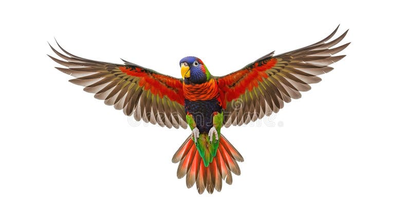 Colorful Flying Parrot Isolated on White Background Stock Illustration ...