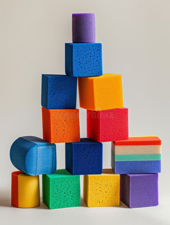 Colorful Foam Blocks Stacked in a Pyramid Shape. Stock Image - Image of ...