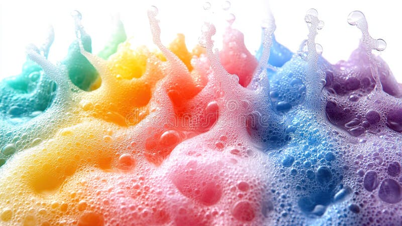 Colorful Foam Splash with Rainbow Hues, Textured Bubbles and Airy ...