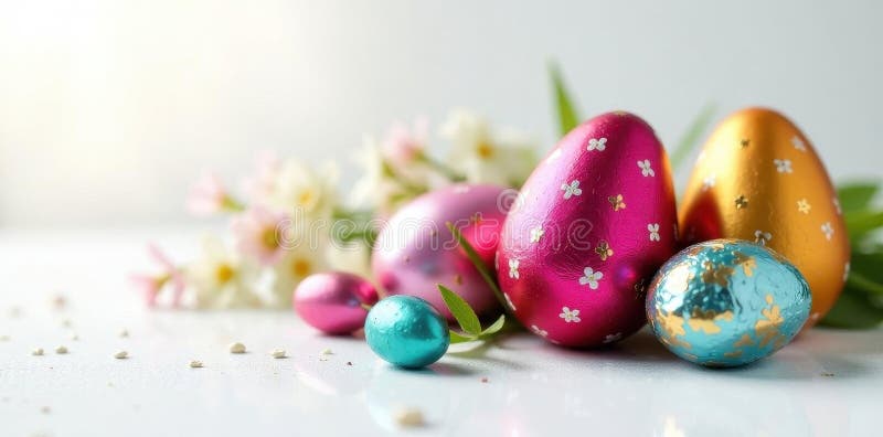Colorful Foil Wrapped Chocolate Easter Eggs on White , Isolated, Sweet ...