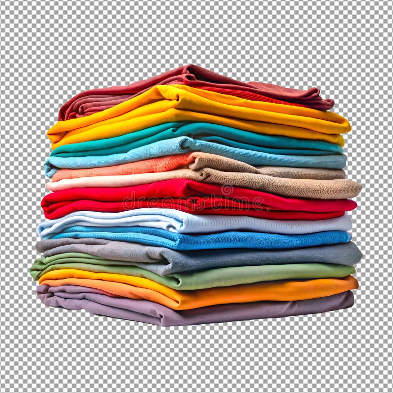 Colorful Folded Clothes Stack in a Vertical Closeup Shot Stock Photo ...