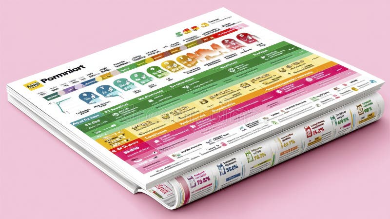 Colorful Folded Data Chart on Pink Background Stock Illustration ...