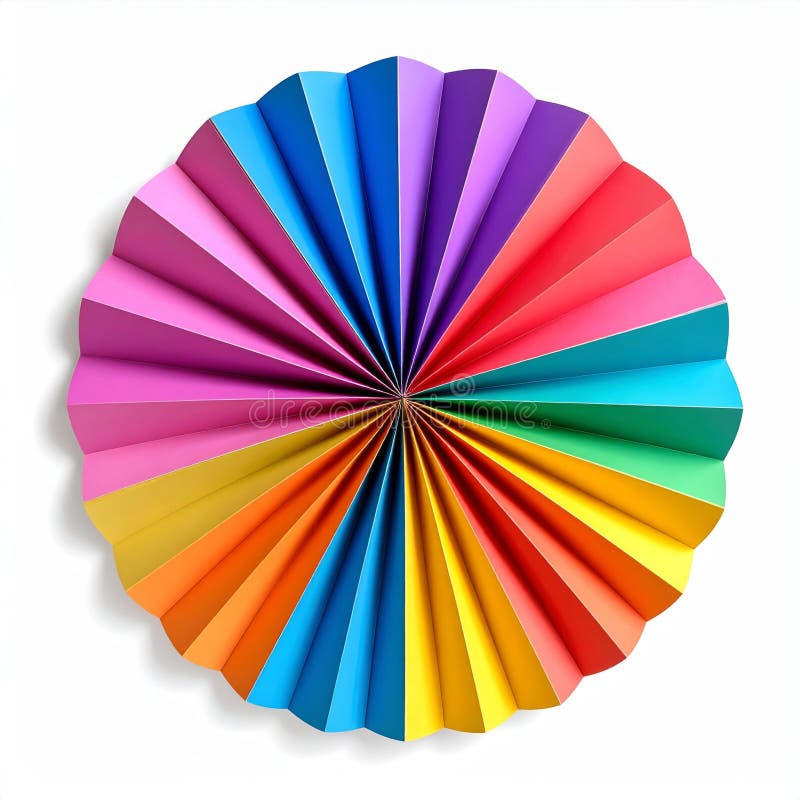 Colorful Folded Paper Circle Design on White Background Stock ...